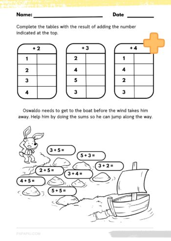 Math Worksheet: Adition helping Oswald - UrsuLearn