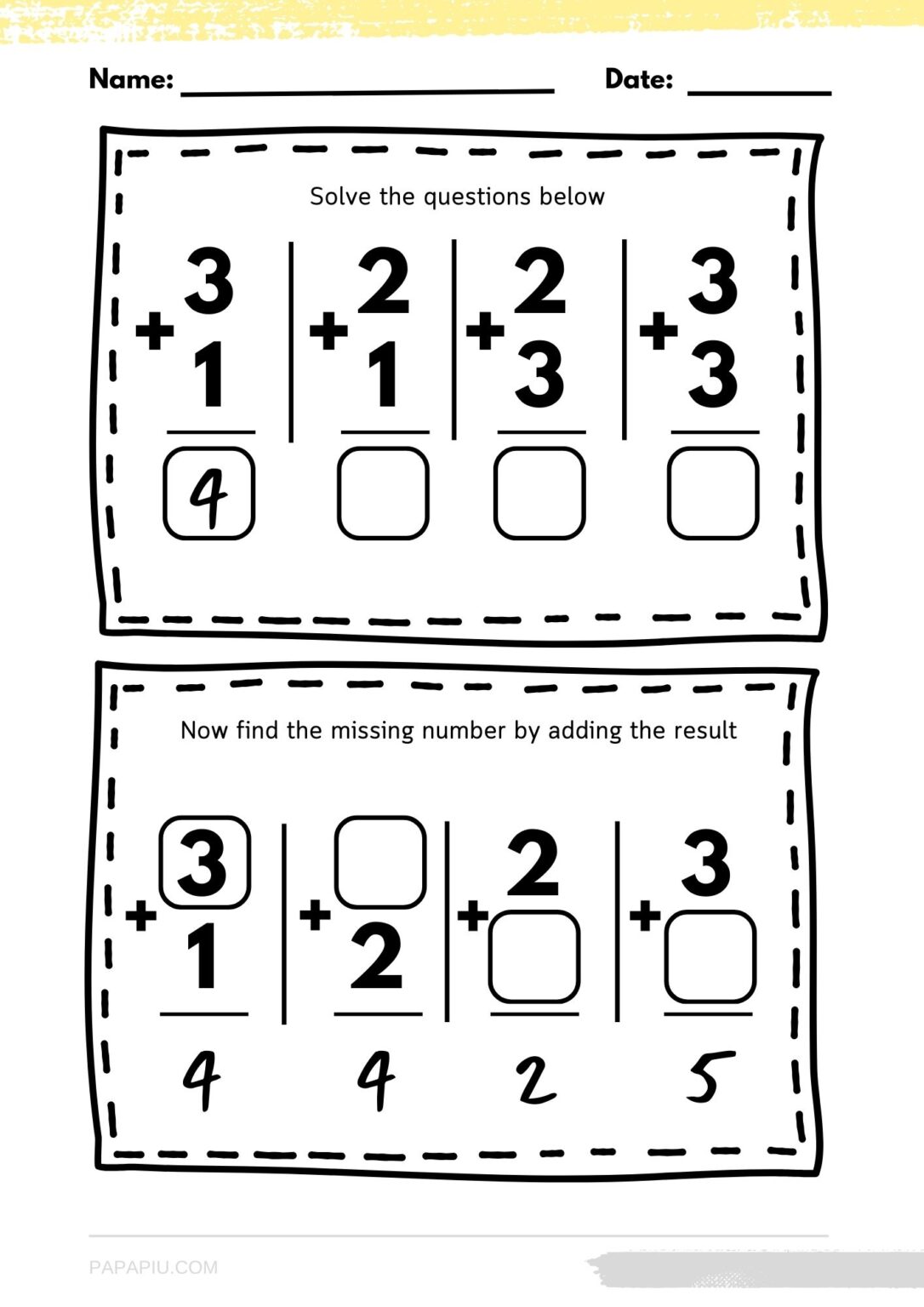 Math Worksheet: Addition 2nd and 1st Grade - UrsuLearn