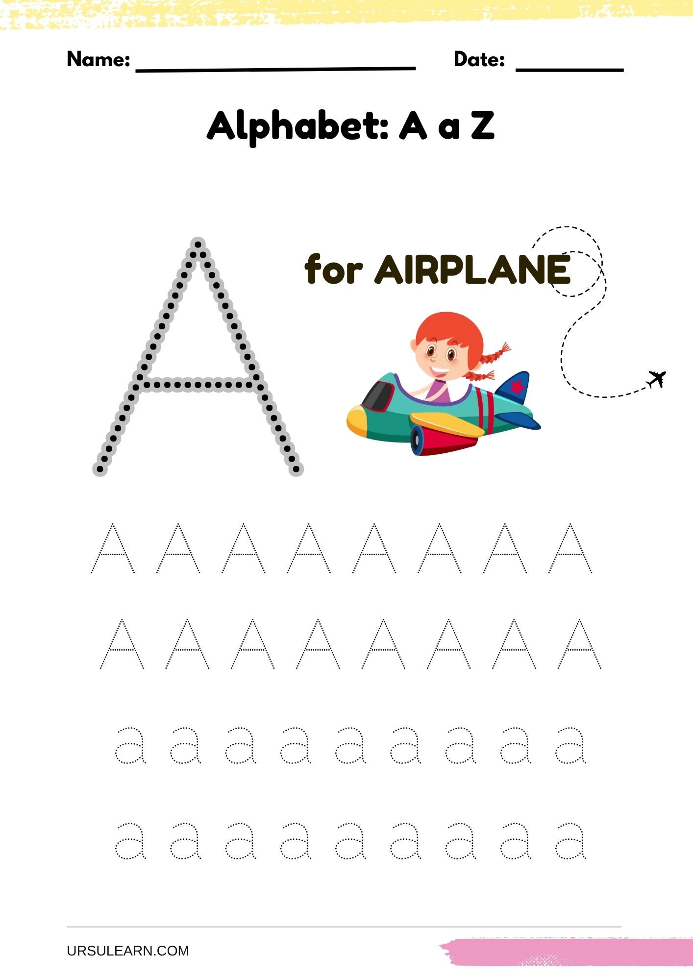 Alphabet tracing sheets: 28 A to Z worksheets - UrsuLearn