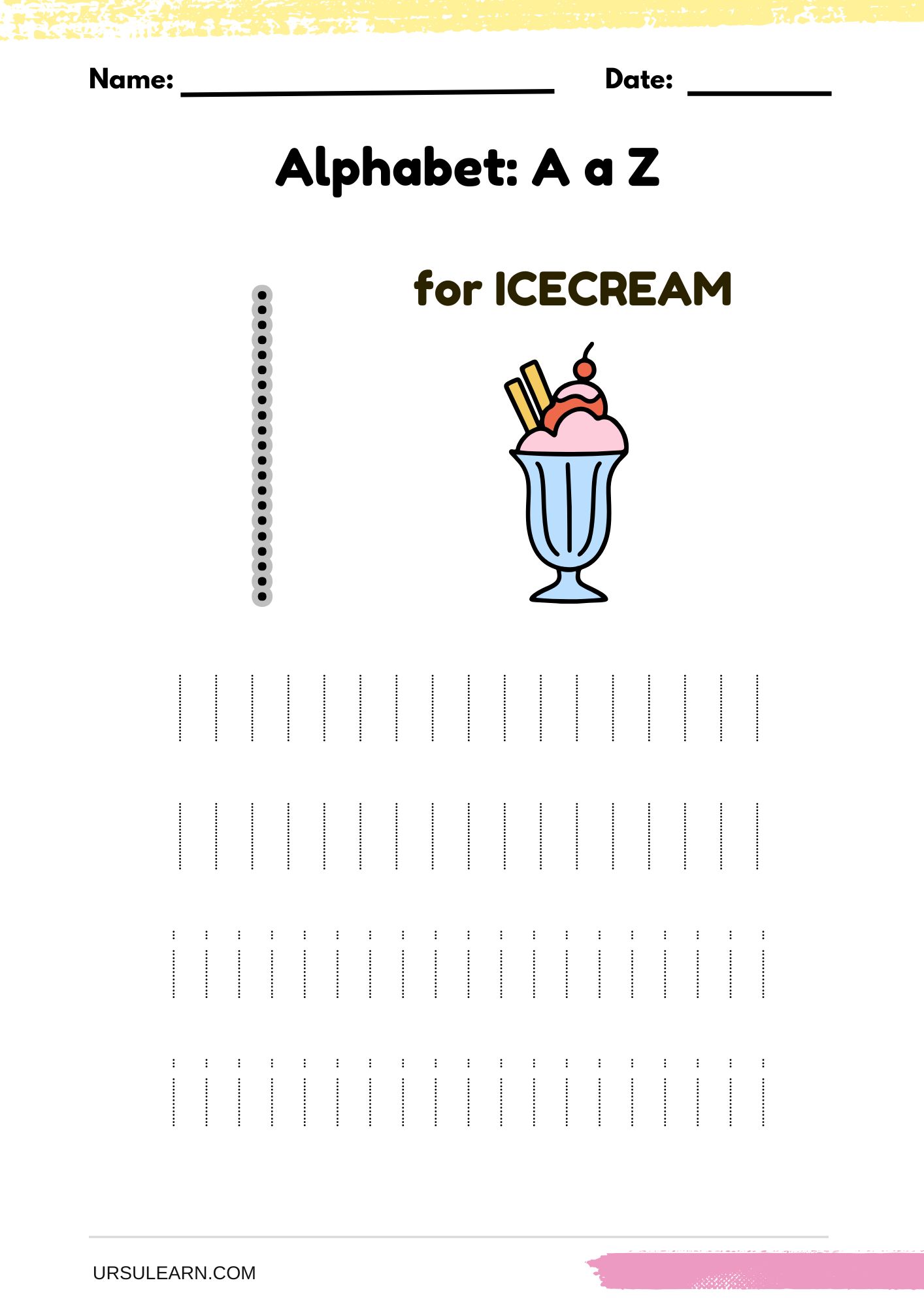Alphabet tracing sheets: 28 A to Z worksheets - UrsuLearn