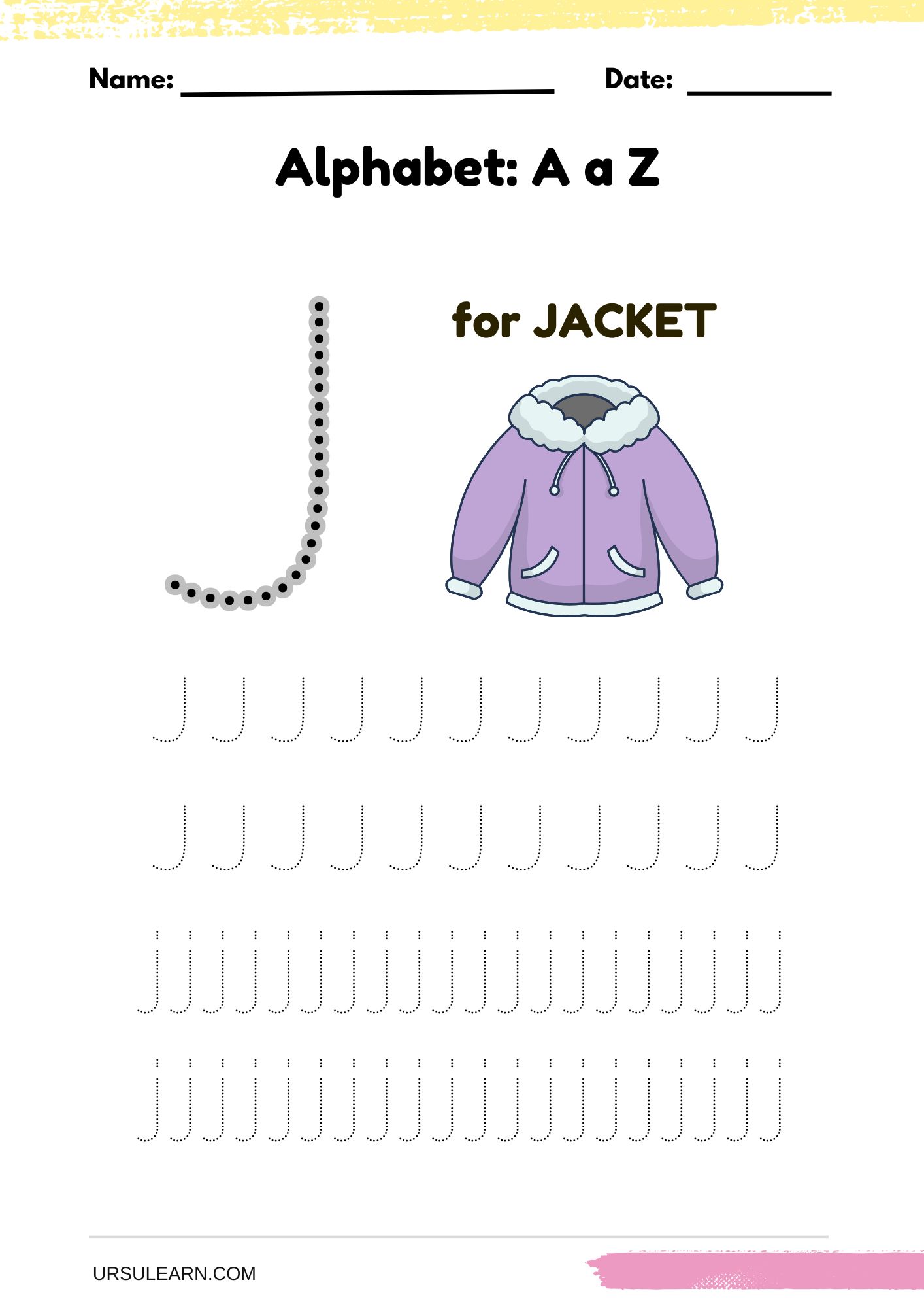 Alphabet tracing sheets: 28 A to Z worksheets - UrsuLearn