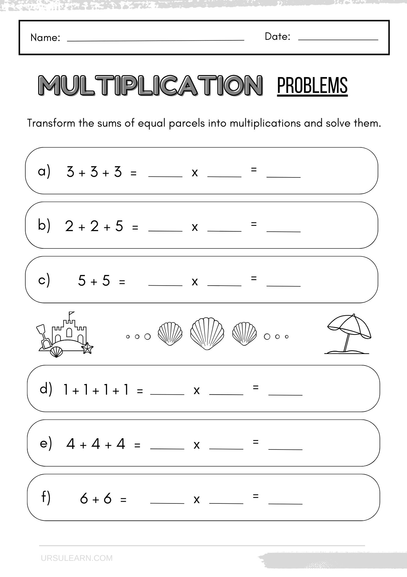 3rd grade math: multiplication worksheets - UrsuLearn